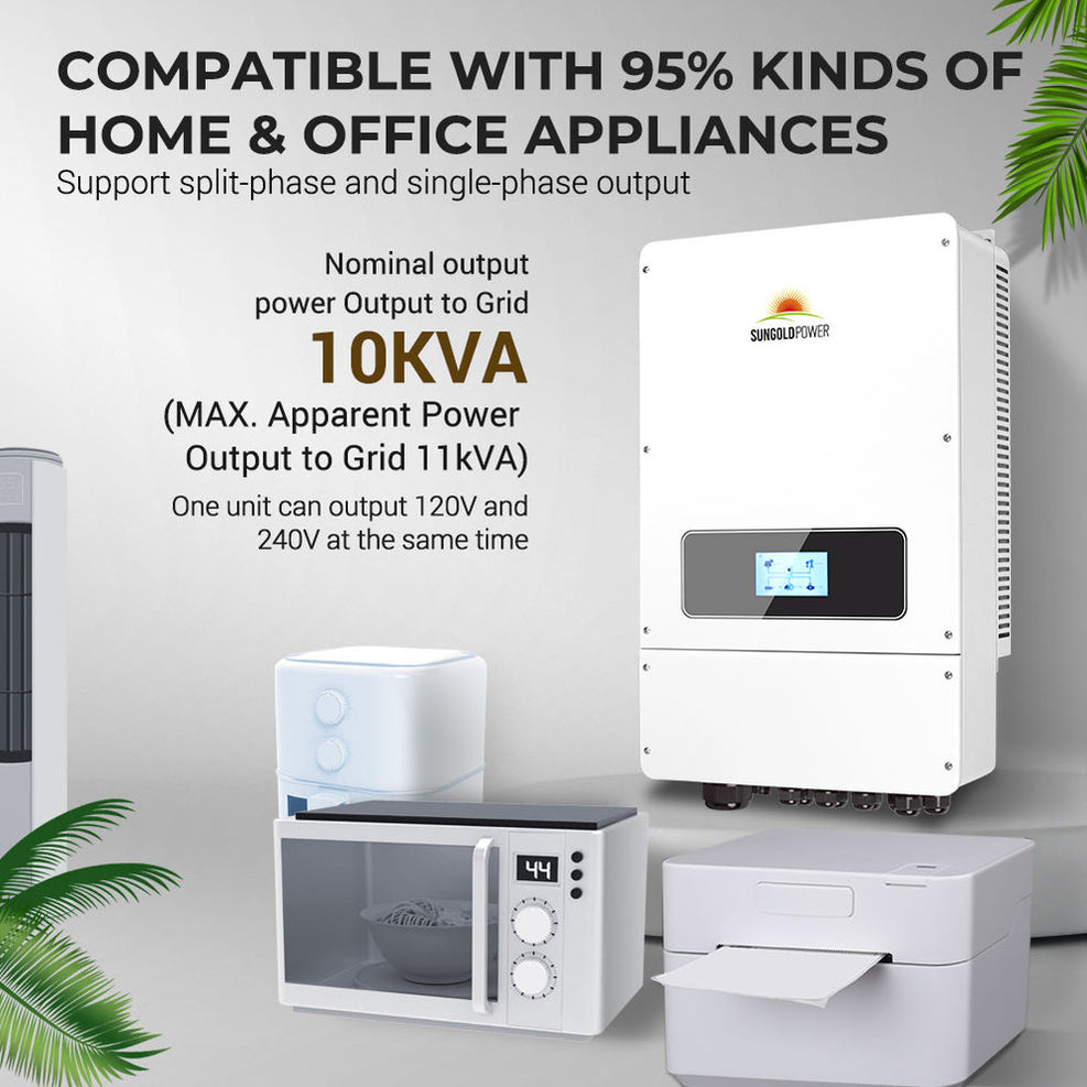 SunGold UL 10KW Hybrid Inverter 48V Split Phase Grid Feedback Batteryl ...