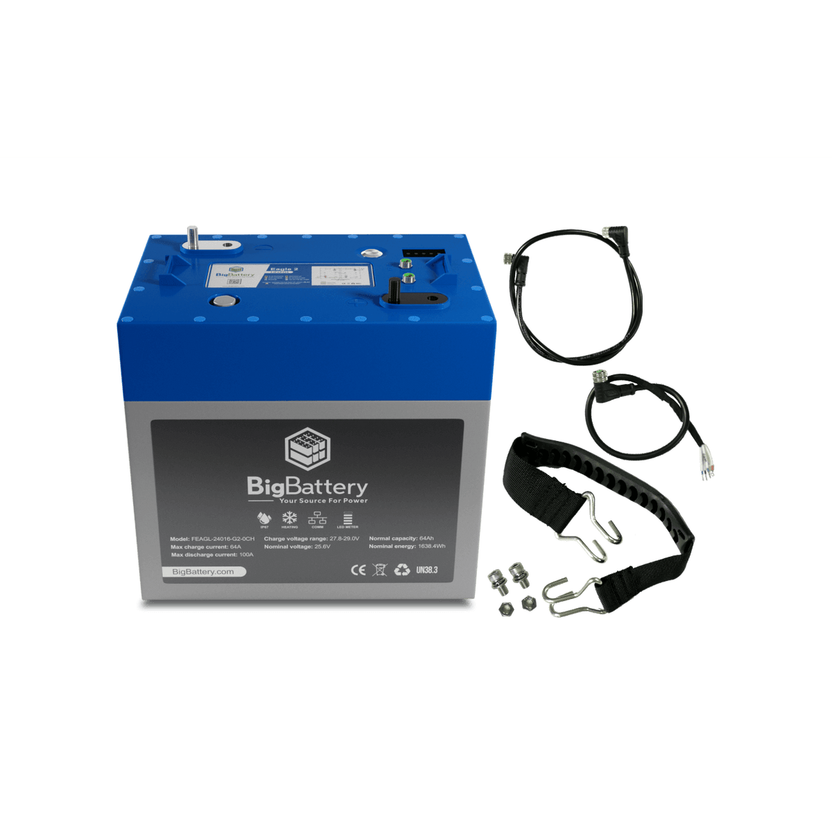 Big Battery 24V Eagle 2 LiFePO4 Battery with Heater - 64Ah 1.63kWh + K ...