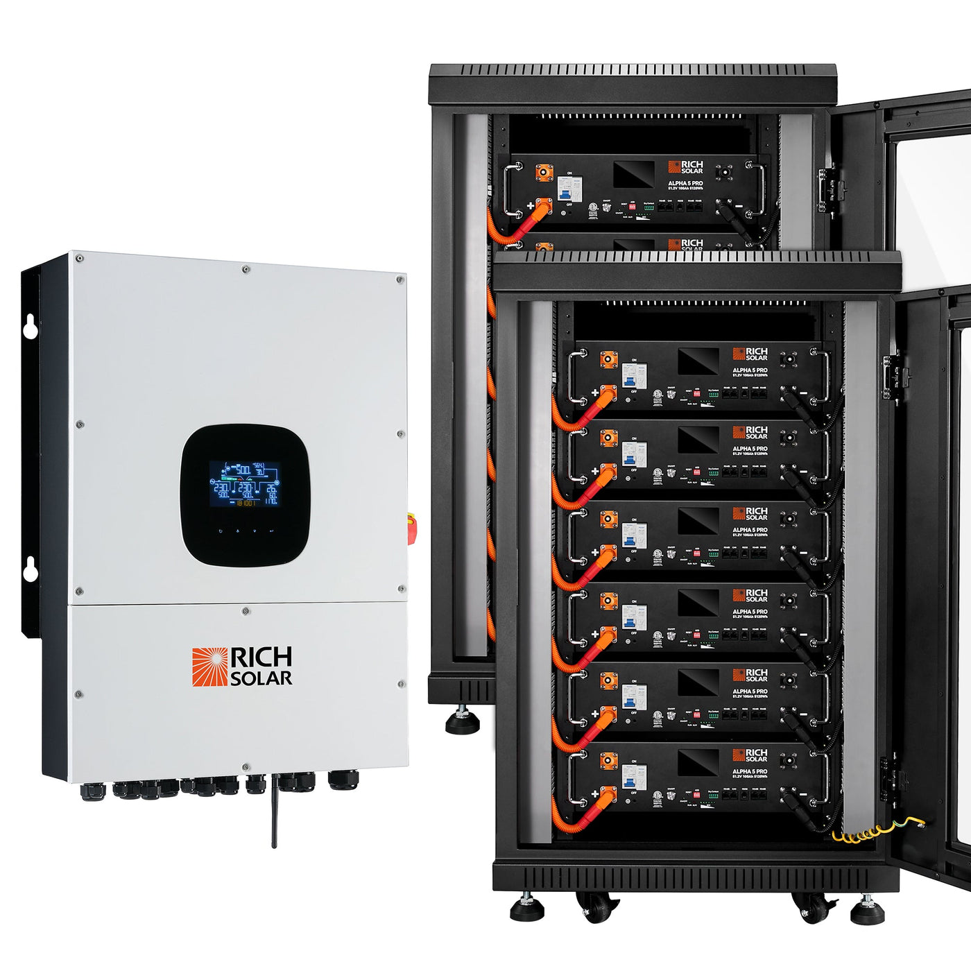 Rich Solar Nova 12K PV Hybrid Inverter Solar Kit & 61.44kWH Alpha 5 Pr ...