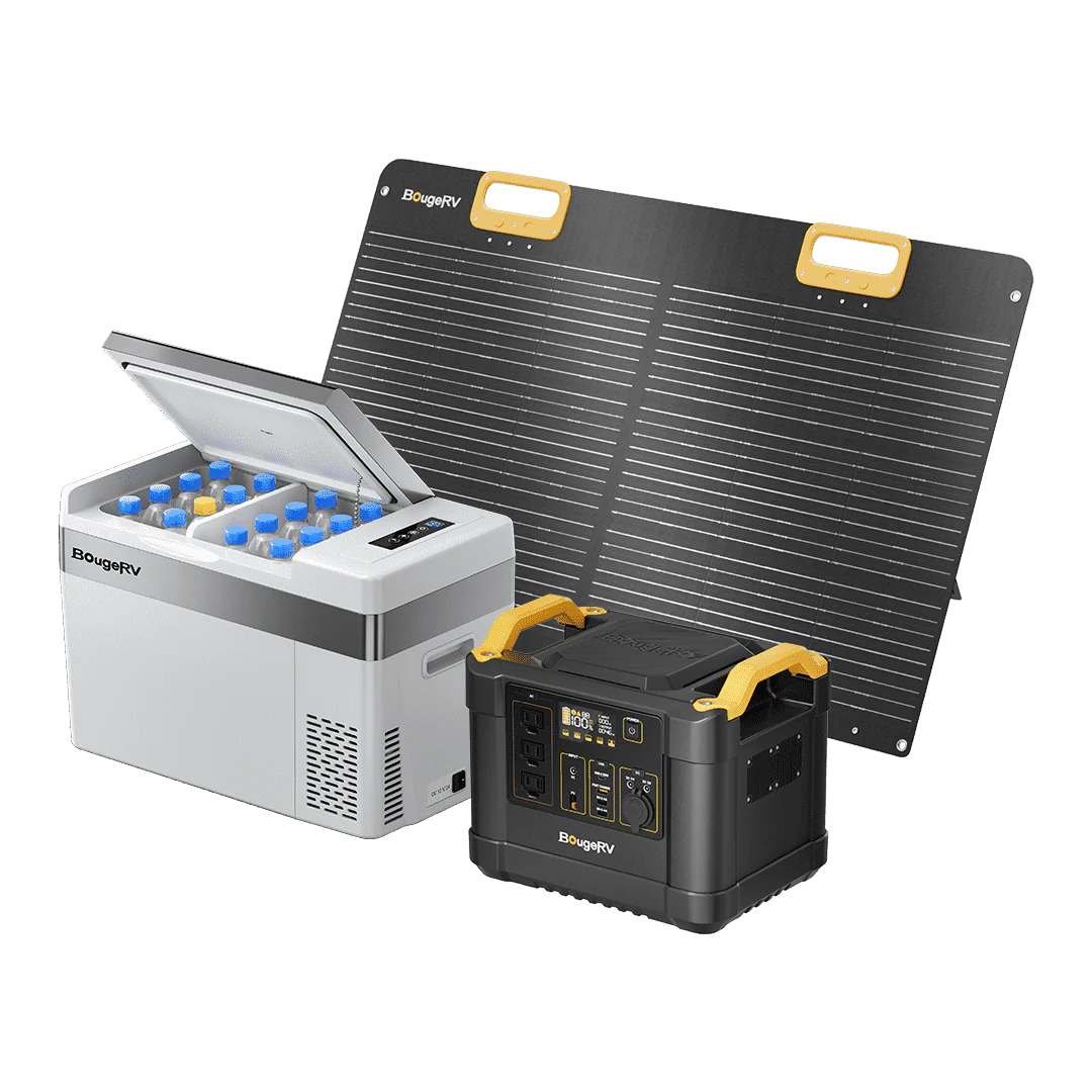BougeRV 1120Wh LiFePO4 Solar Generator With 30 Quart Portable Fridge ...